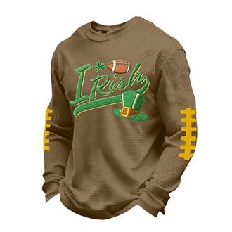 Generic Haut &agrave; manches longues pour homme - Col rond d&eacute;grad&eacute; - L&eacute;ger et respirant - Col rond - Confortable - Doux au toucher, kaki, 5XL