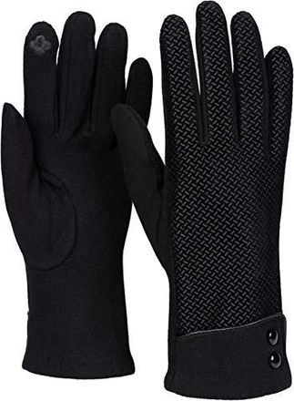 styleBREAKER Gants &agrave; &eacute;cran tactile pour femmes avec motif ondul&eacute; et doublure polaire, gants thermiques chauds, hiver 09010029, couleur:Noir