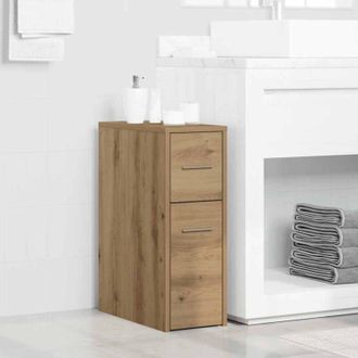vidaXL Vidaxl - Armoire murale de salle de bain &eacute;troite 22x44x61,5cm - Bois ding&eacute;nierie ch&ecirc;ne artisanal - Avec roulettes et fixation murale
