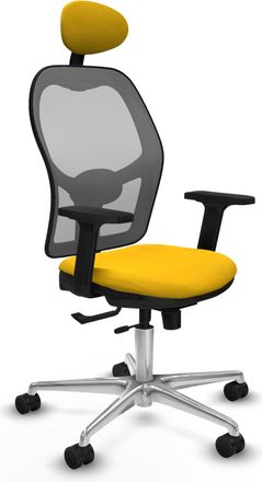 Piqueras y Crespo B&uuml;rostuhl mit 2D-Armen, h&ouml;henverstellbare Lendenwirbelst&uuml;tze und festes Kopfteil, ausgestattet mit Syncro/Traslack und injiziertem Schaumstoff, Grau/G