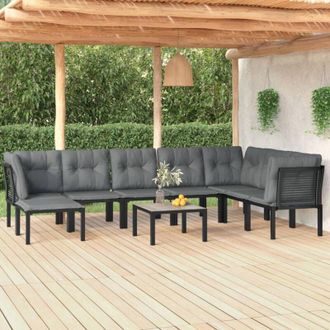 vidaXL Vidaxl - Salon de jardin 9 pcs noir et gris r&eacute;sine tress&eacute;e