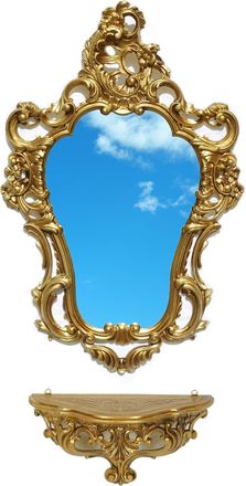 Casa Ideacasa Konsole plus goldener Spiegel im Stil Luigi XVI, falsches Vintage, Einrichtung für den Eingang