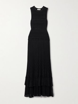 Ulla Johnson Mireille Maxi-strickkleid Mit Plissees - Schwarz