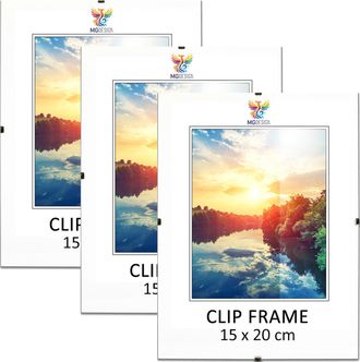 MG Design Cliprahmen Set 3 St&uuml;ck in A5 15 x 21 cm - Rahmenlose Bilderrahmen mit Acrylglas & HDF-R&uuml;ckwand f&uuml;r Fotos, Poster & Puzzle, vertikal & horizontal