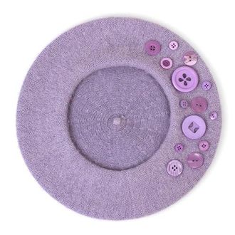 Generic B&eacute;rets en laine &agrave; faire soi-m&ecirc;me, avec boutons et perles, for femmes &eacute;l&eacute;gantes chaudes, for lhiver Pour lautomne et lhiver(Purple)