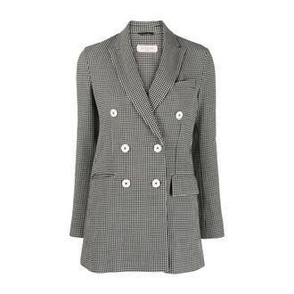 Circolo 1901 Karierte- doppelreihige Wollmischung Blazer - - Jackets - Damen - Schwarzk - S