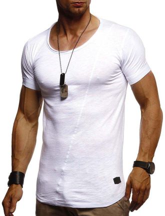 LEIF NELSON Herren Sommer T-Shirt Rundhals-Ausschnitt, 100% Baumwolle (Wei&szlig;, Gr&ouml;&szlig;e XL), Regular Fit, Basic M&auml;nner T-Shirt Kurzarm