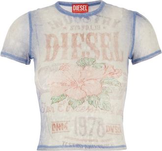Diesel Femme, Tops, Bleu, Taille: 38 FR T-shirt &agrave; imprim&eacute; floral