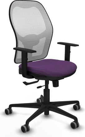 Piqueras y Crespo Jorquera Schreibtischstuhl mit 1D-Armen, h&ouml;henverstellbare Lendenwirbelst&uuml;tze, ausgestattet mit Syncro/Traslack und injiziertem Schaumstoff, Wei&szlig;/Viol