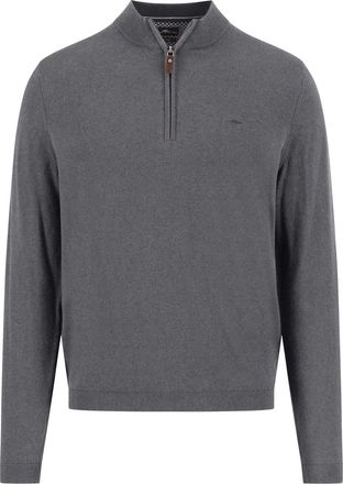 Fynch-Hatton Troyer aus Baumwoll-Kaschmir-Mix mit Rei&szlig;verschluss Steel/M