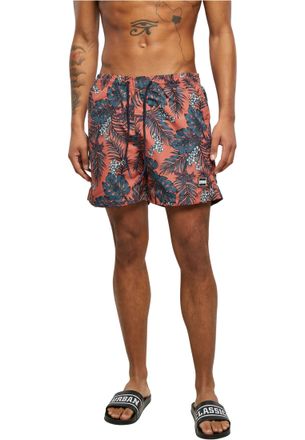 Urban Classics Herren Badehose Pattern Swim Shorts, Herren Badeshorts mit Muster, erhältlich in vielen Farbvarianten, Dark Tropical AOP, 3XL