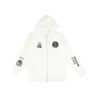 Moncler Zip Up 1952 Logo Hoodie - - Sweatshirts & Hoodies - Herren - Wei&szlig; - L