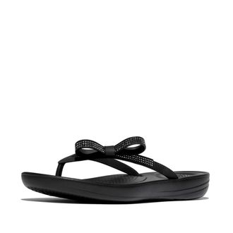 FitFlop Damen Iqushion Glitz-Bow Zehentrenner, Schwarz, 40 EU