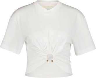 Paco Rabanne Femme, Tops, Blanc, Taille: 40 FR Jersey Tee with Ring Detail
