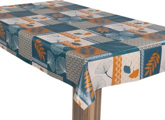 Laro Wachstuch-Tischdecke Wachstischdecke Gartentischdecke Vintage Petrol Blätterprint, Muster:Vintage Petrol Blätterprint, Größe:130x220