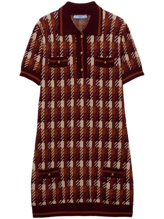 Prada robe courte en laine - Rouge