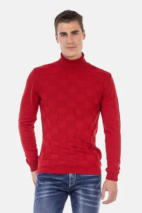 Cipo & Baxx Rollkragenpullover Pullover (1-tlg) mit kariertem Strickmuster, CP241