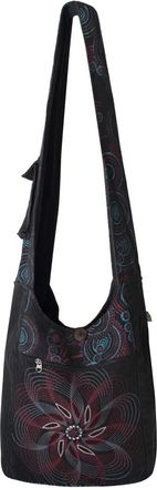 vishes Damen Umh&auml;ngetasche Stoff Beuteltasche Schulter Taschen Yogi Bag Baumwolltasche Mandala schwarz