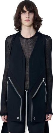 Rick Owens Homme, Vestes, Noir, Taille: M Asymmetric Zip Detail Vest
