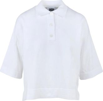 Alpha Studio Femme, Tops, Blanc, Taille: 38 FR Polo en maille