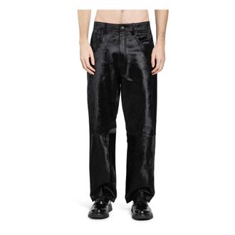 Sunflower Weite Hose aus Rindsleder mit Drehungen - - Trousers - Herren - Schwarzk - W30