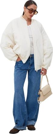 Estro & Luminara Femme, Vestes, Blanc, Taille: 40 FR Blouson bomber court oversize &agrave; col montant