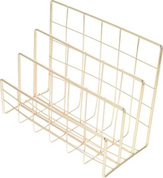 NUOBESTY JOINPAYA Metall Buchst&uuml;tze L Form St&auml;nder Hellgold Klein Stabiler Aktenordnerhalter f&uuml;r B&uuml;ro und Schreibtisch rutschfeste Dateiablage und B&uuml;cherregal 