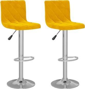 Les Tendances Tabourets de bar 2 pcs Jaune moutarde Velours 8