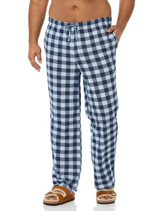 Amazon Essentials Herren Pyjamahose aus Baumwollstrick, Blau Marineblau Büffel, XL