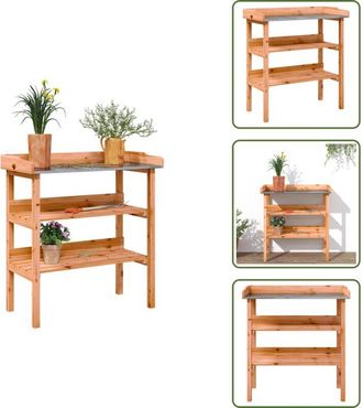 vidaXL Pflanztisch mit Ablagen Braun 78x38x82,5 cm Massivholz Tanne - Holz Pflanzenst&auml;nders - Gartenm&ouml;bel - Tannenholzm&ouml;bel - Pflanzt&ouml;pfe - Balkon M&ouml;bel