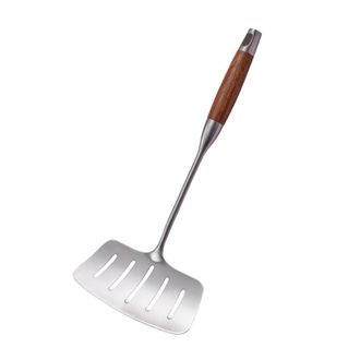 Aboofan Edelstahl Pfannenwender Spachtel Breite und Dicke Bratenschaufel f&uuml;r Fisch und Steak Rutschfestes K&uuml;chenutensil mit Holzgriff f&uuml;r Pr&auml;zises Wenden