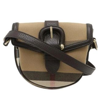 Burberry Sac bandouli&egrave;re Pre-owned House Check en toile et cuir - Femme - Pre-owned - Beige - Taille: ONE Size