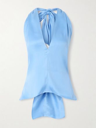 Magda Butrym Haut Dos Nu En Satin De Soie - Bleu