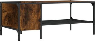 vidaXL Vidaxl - Table basse avec support ch&ecirc;ne fum&eacute; 100x51x40cm bois ing&eacute;nierie