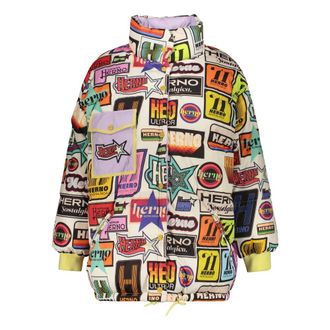 Herno Logo Print Wendbare Daunenjacke - - Jackets - Damen - Mehrfarbig - L