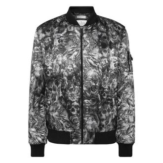 Philipp Plein Homme, Vestes, Noir, Taille: S Nylon Bomber Tattoo