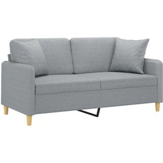 vidaXL 2-Sitzer-Sofa mit Zierkissen Hellgrau 140 cm Stoff - Vidaxl