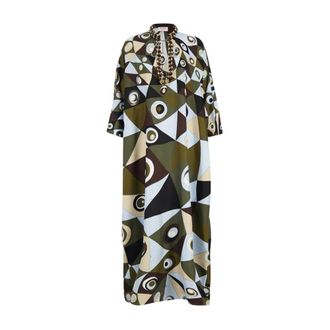 Pucci Femme, Robes, Multicolore, Taille: 38 FR Caftan en soie imprim&eacute; Occhi avec broderies
