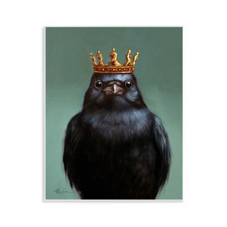 Stupell Industries King Crow Portrait Wandschild, Design von Lucia Heffernan, 35,6 x 28,9 cm