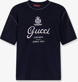 Gucci Silk and linen sweater with Gucci Firenze Since 1921 inlay - GUCCI - gender_Man