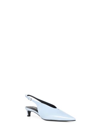 Jil Sander Womens Powder Blue Leather Pointed Slingback Pumps Goatskin High Heel Shoes
