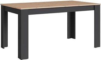 Byliving Esstisch NORI/Moderner Küchentisch in Eiche-Optik/Untergestell Melamin anthrazit/Großer Tisch / 160 x 90, H 75 cm