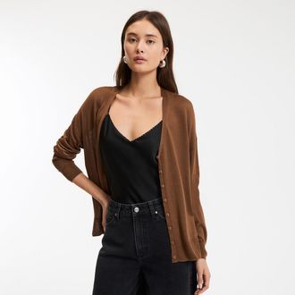 La Redoute Collections Cardigan Col V En Fine Maille Boutonn&eacute;