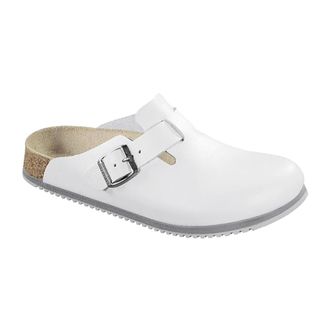 Birkenstock Femme, Chaussures, Blanc, Taille: 38 EU Sabots en cuir Boston Super Grip