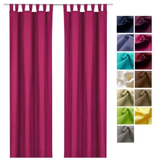Heimtexland Dekoschal Baumwolle Uni Blickdicht Vorhang Schlaufenschal Gardine Pink Himbeere HxB 160x125 Typ625