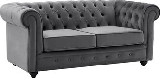 Vente-Unique Vente-unique - Canap&eacute; 2 places en velours anthracite chesterfield