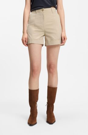 Boss Orange by Hugo Boss Shorts BOSS ORANGE Tanessa Premium Damenmode, Damen, Gr. 34, N-Gr, open beige 287, Web, Obermaterial: 98% Baumwolle, 2% Elasthan, unifarben, gerade ku