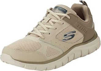 Skechers Baskets Track-Syntac pour Homme, Bordure en Maille de Cuir Taupe, 48.5 EU