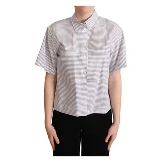 Dolce & Gabbana Femme, Blouses et Chemises, Blanc, Taille: 40 FR Haut Polo &agrave; Manches Courtes et Col