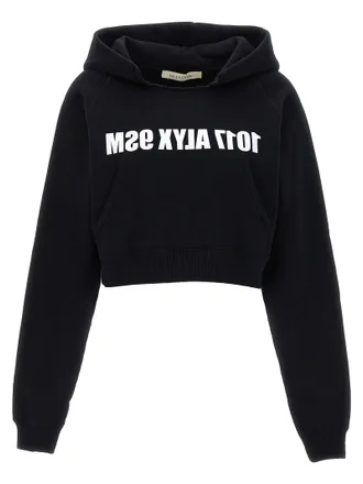 Alyx Logo-Print Cropped Hoodie - Black